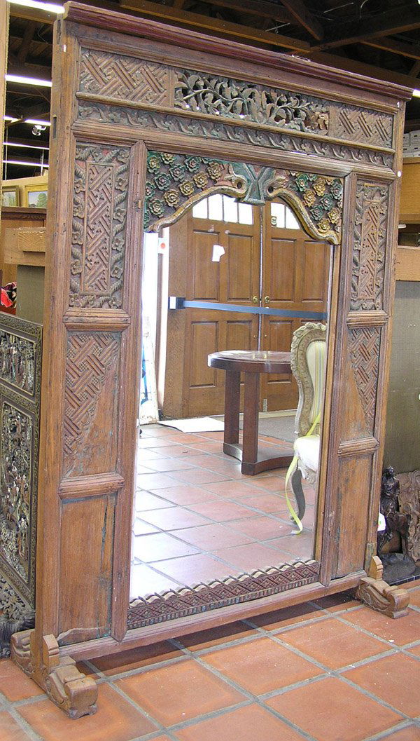 Freestanding Indonesian Carved Mirror