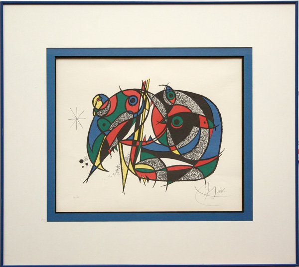 Lithograph, The Enchanted Cat, Miro, 1975