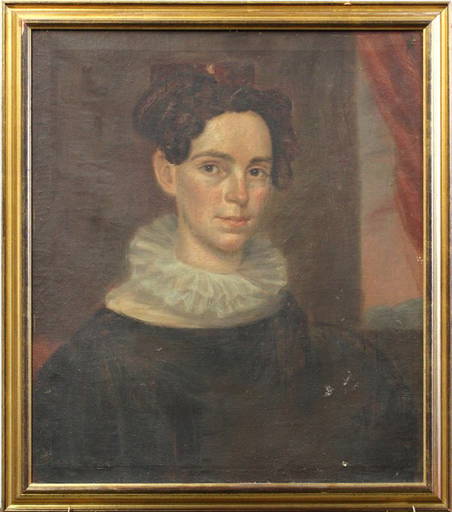 Painting, Woman In Starched Collar, 19th Century