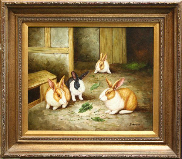 4205: painting, Rabbits, Contemporary,
