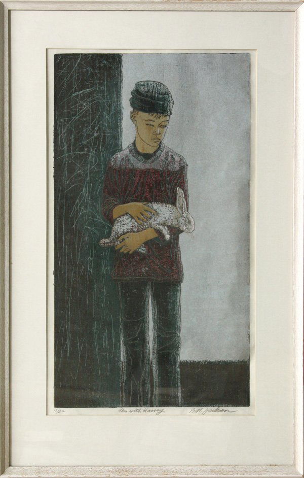 250: Print, B. M. Jackson, Boy with Rabbit, Lon, Harvey