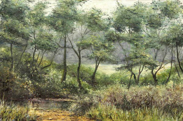 Painting, R. Hazel, Landscape With Quiet Pond, Tr