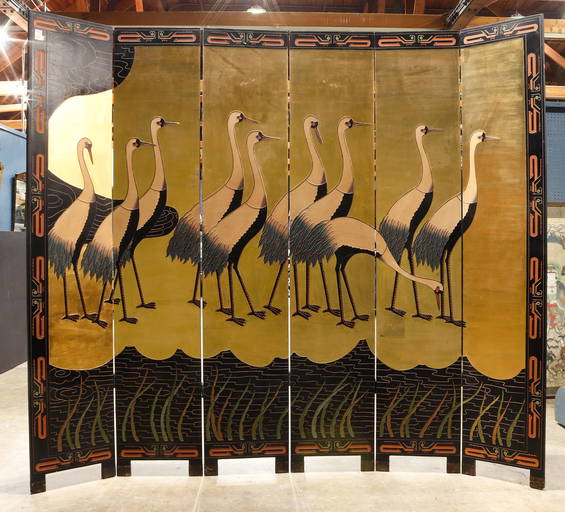 Chinese Six Panel Coromandel Folding Screen