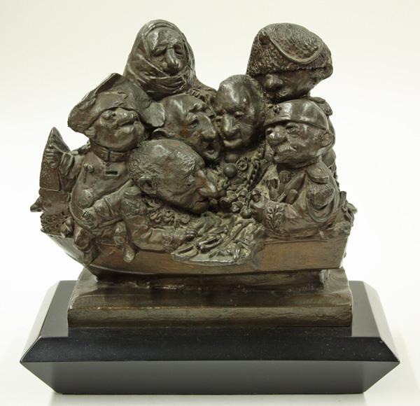 2437: Charles Bragg bronze sculpture, Ship of Fools