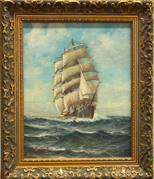 Painting, Alfred Gabali, Sailing Ship