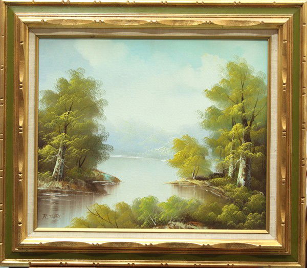 4547: Painting, River Landscape by R. Farr