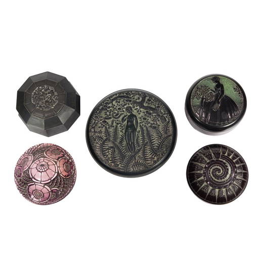 Eduard Fornells Marco, Art Deco, Powder Boxes, Lot Of Five