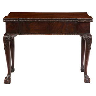 A Georgian Mahogany Half Moon Card Table With Rising To