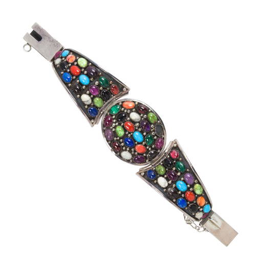 A Native American Hardstone And Sterling Silver Bracelet, J. W. Toadlena