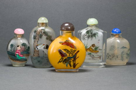 Five Chinese Inside Painted Glass Snuff Bottles