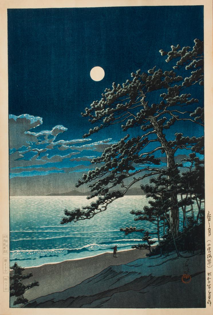 Kawase Hasui Moon At Ninomiya Beach