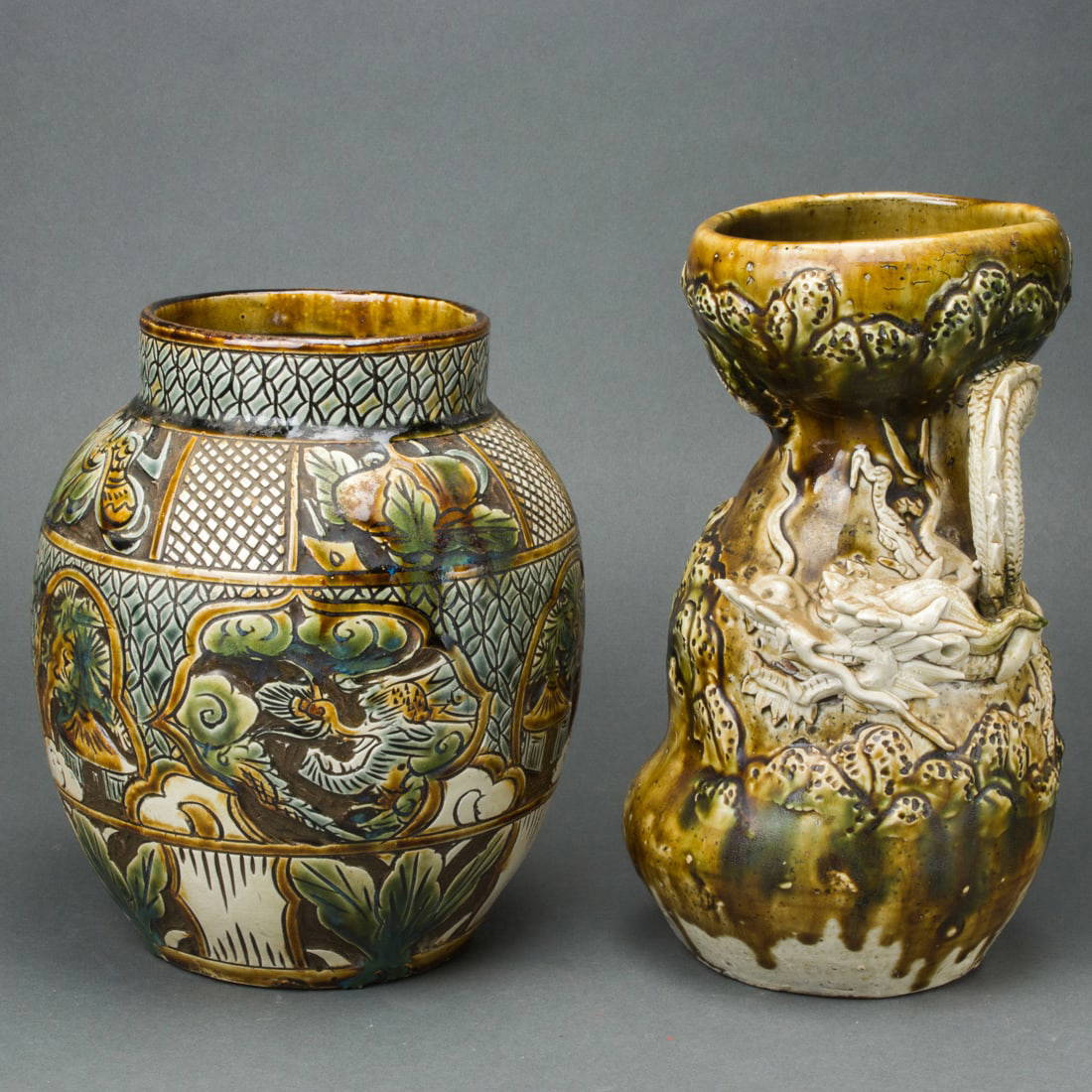 Two Japanese Sumida Gawa Ware Vases Auction