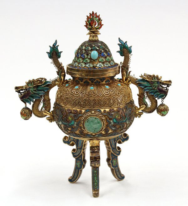 CHINESE SILVER & ENAMEL FILIGREE CENSER - Mar 30, 2021 | Echoes ...
