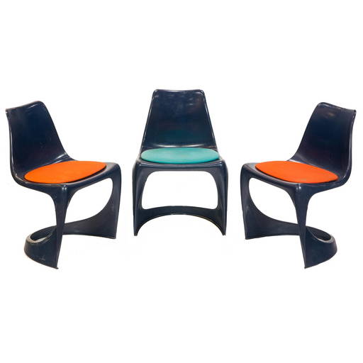 Three Paul Cadovious For Steen Ostergaard Molded Plastic Chairs