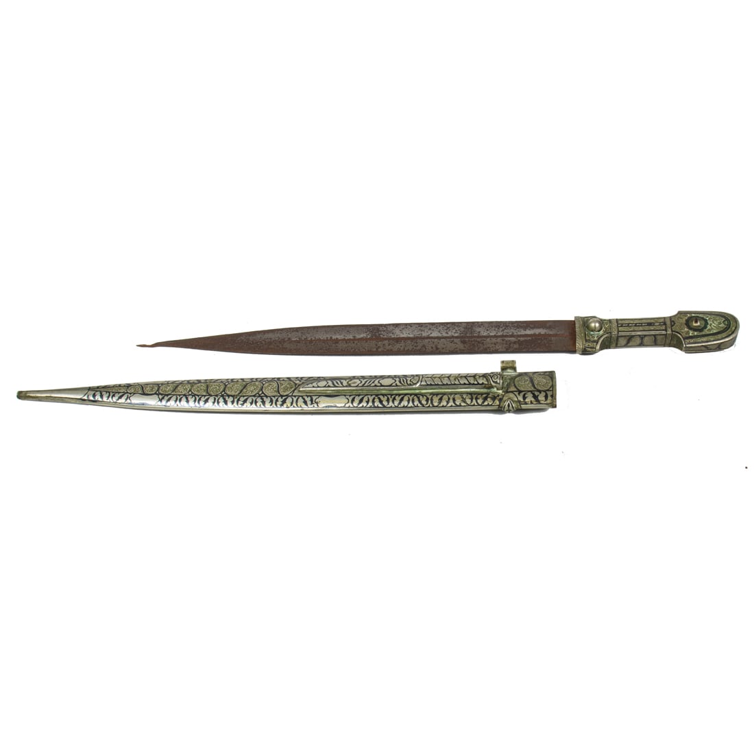 A Caucasian Khanjali Or Kinzhal Dagger With Extensive Niello To The ...