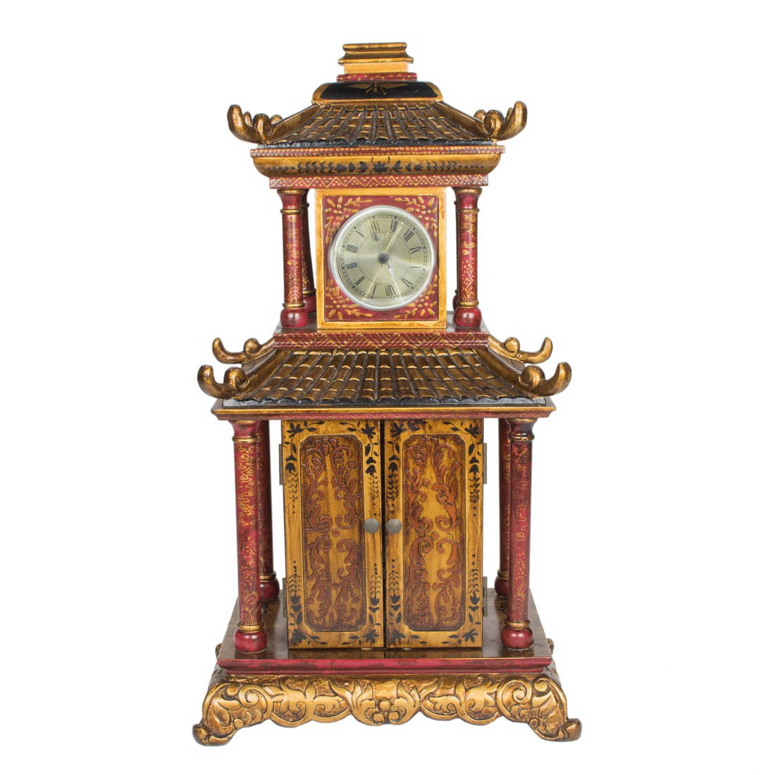 A Chinese Gilt And Red Lacquered Wood Architectural Combination ...