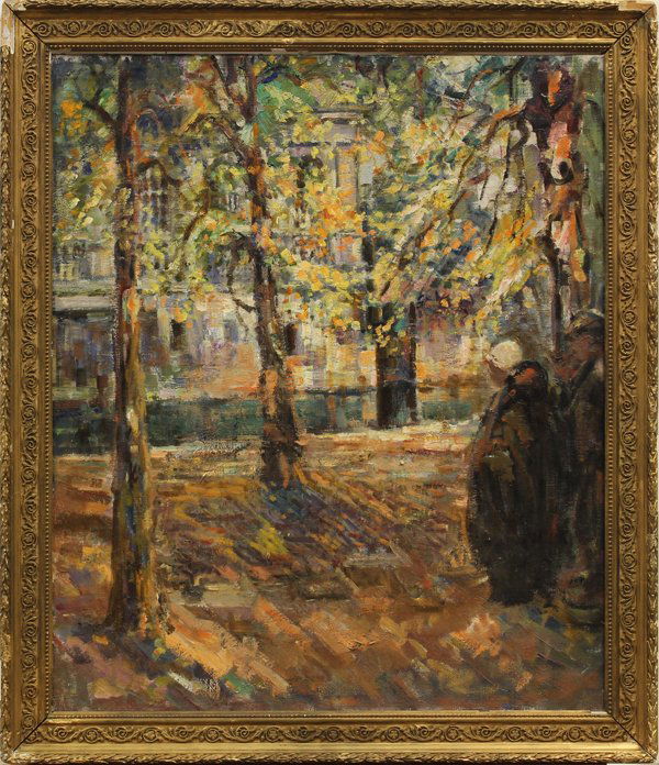 Painting, Andre Hallet, Canal Stroll