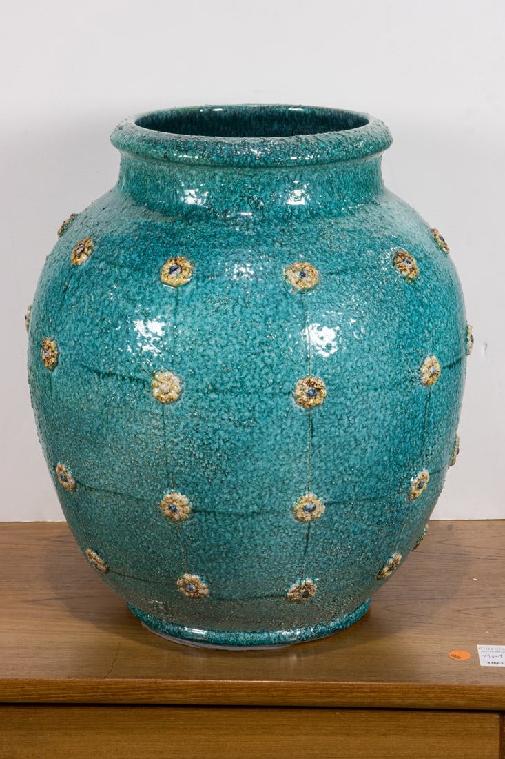 A Large Italian Ceramica Nd Dolfi Majolica Turquoise Glazed Jar Auction
