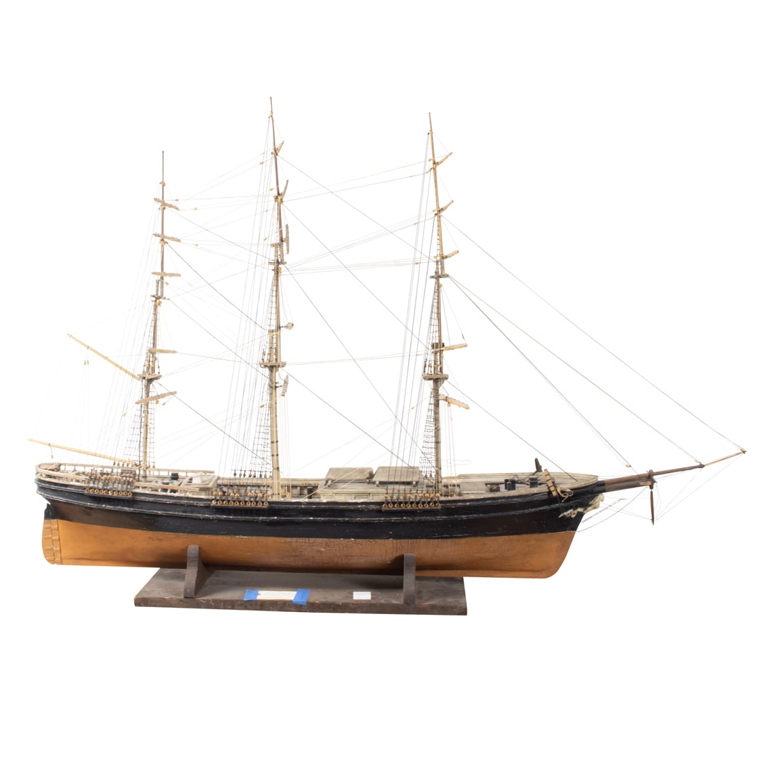A Vintage Three Masted Clipper Ship Model On Stand Auction