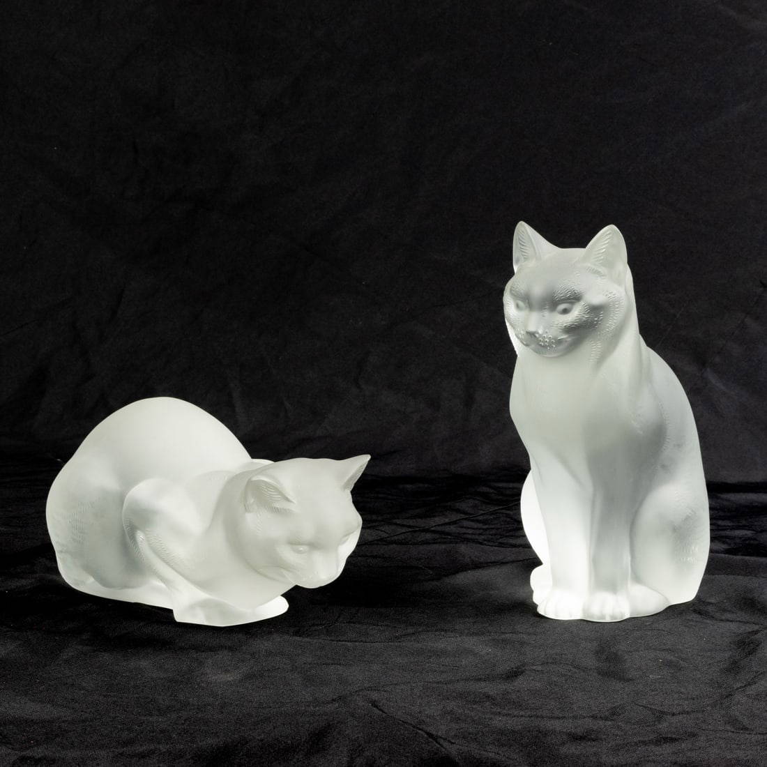 Two Lalique Glass Cats Auction