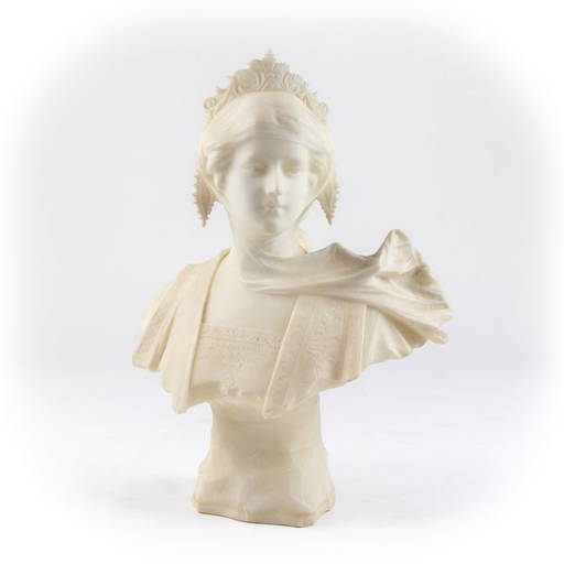An Italian Alabaster Bust Of A Young Woman, Galileo Pochini