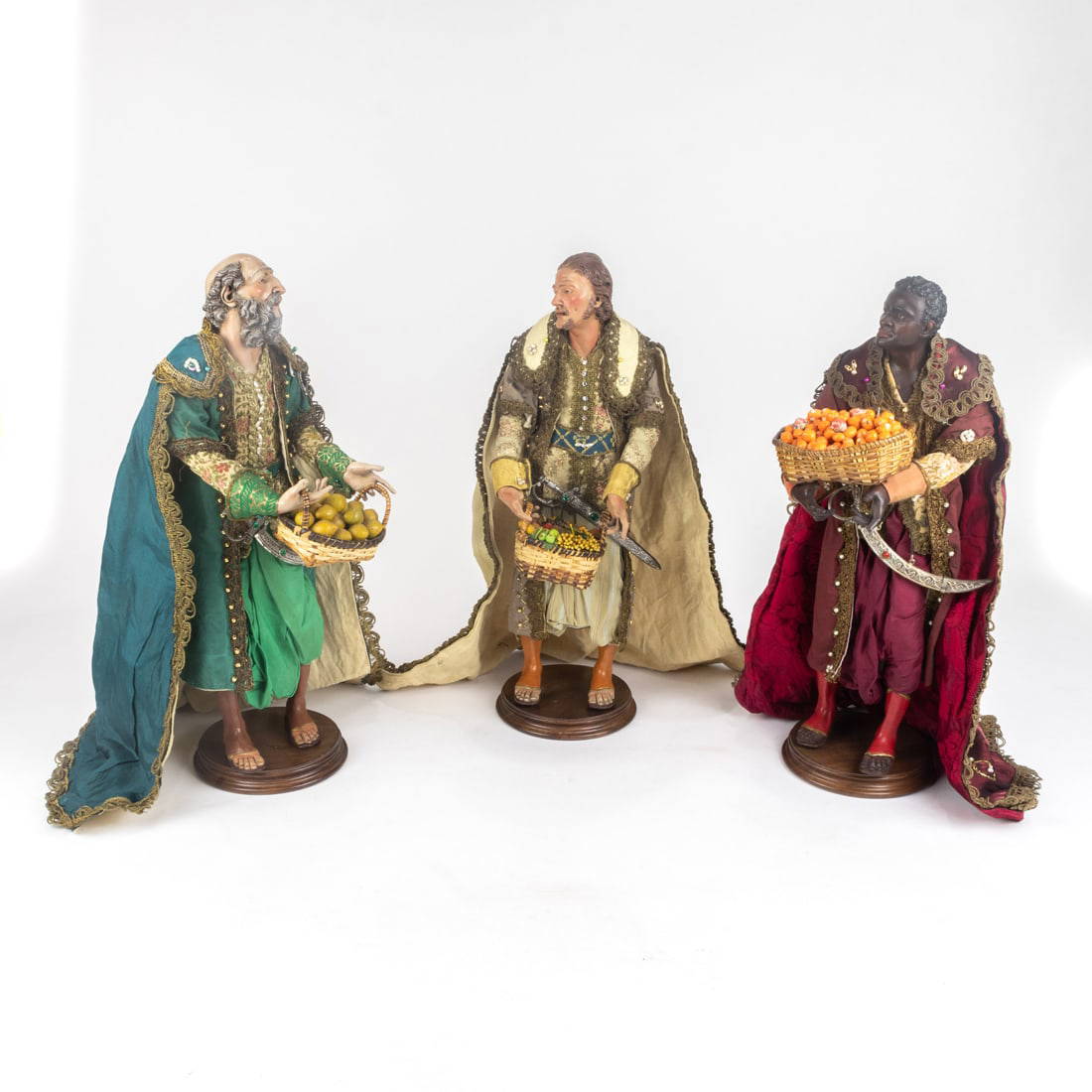Three Neapolitan Nativity Creche Figures Of The Magi Auction