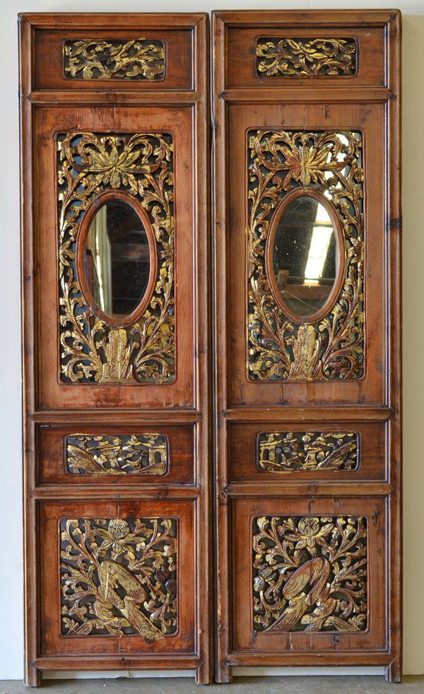 Two Chinese Wooden Panels