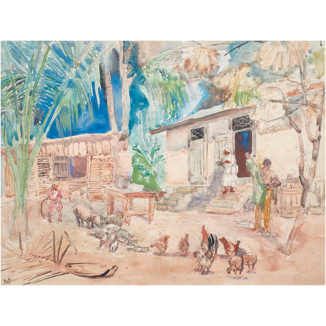 Watercolor, George Overbury "pop" Hart Auction