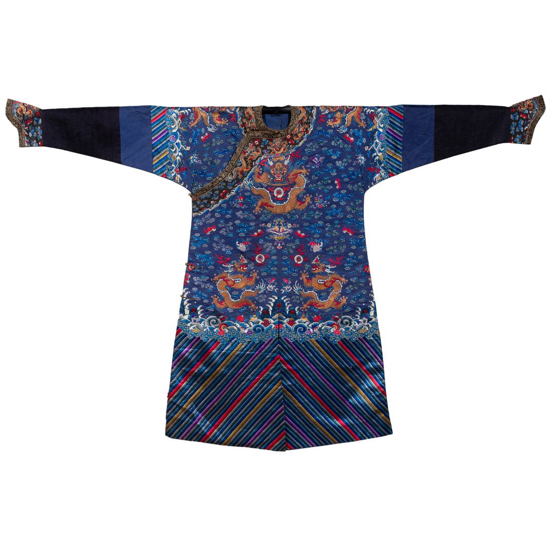 Chinese Embroidered Blue-ground Dragon Robe Auction