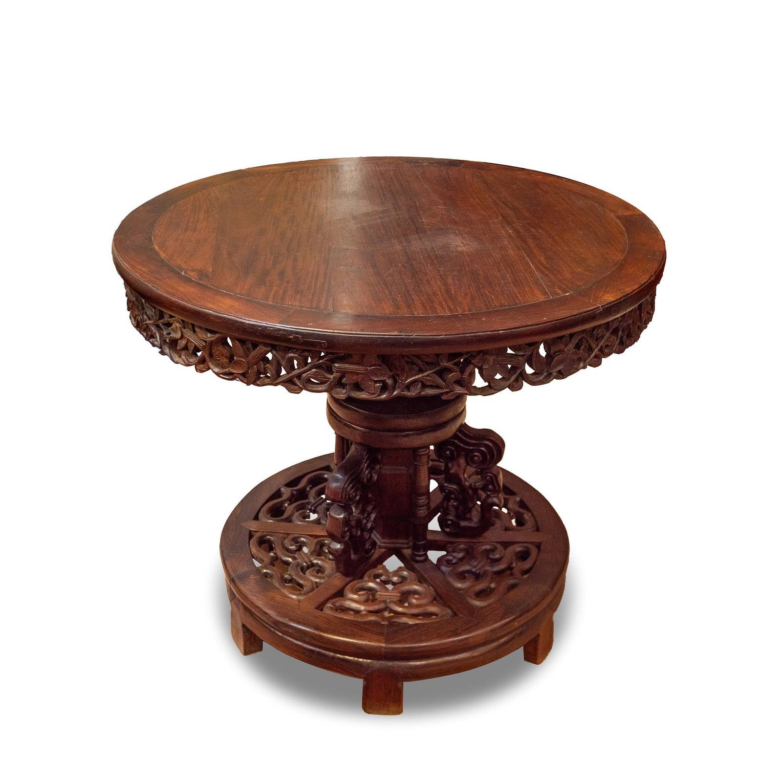 Chinese Rosewood Hongmu Round Table, Qing Dynasty Auction