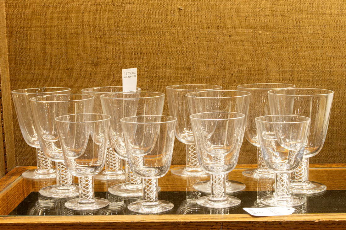 A Group Of Steuben Airtwist Stemware Auction