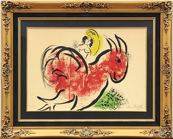 Marc Chagall, "Le Coq Rouge," 1952 (Mourlot, 60), litho