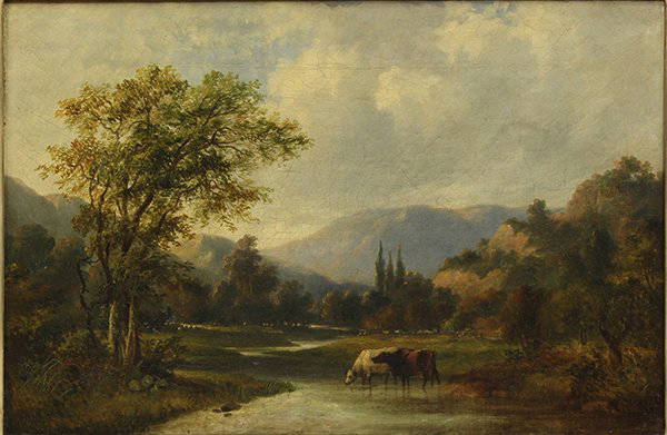 Painting, Benjamin Callow, Landscape With Cattle, 1858