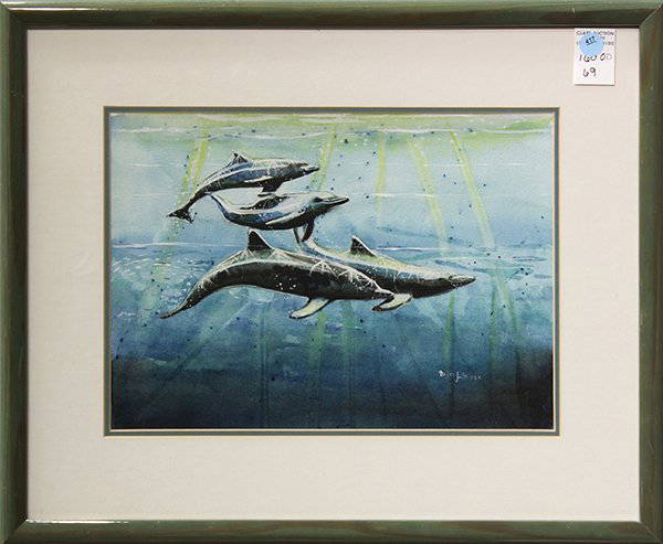 Watercolor, Bruce J. Snider, Dolphins
