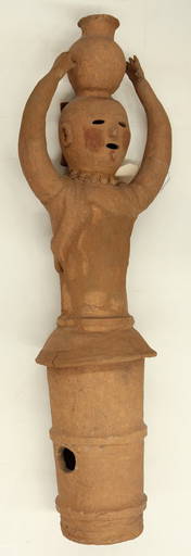 Japanese Haniwa Pottery Figure With Pot