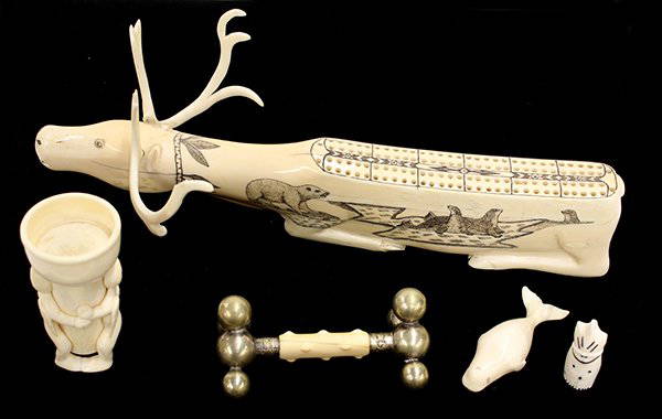 (lot Of 5) Associated Inuit Ivory Carvings