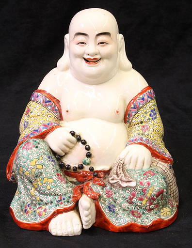 Chinese Porcelain Budai, Marked Zeng Longsheng