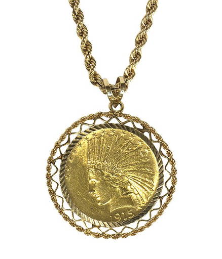 Us 10 Dollar Gold Coin Pendant Necklace