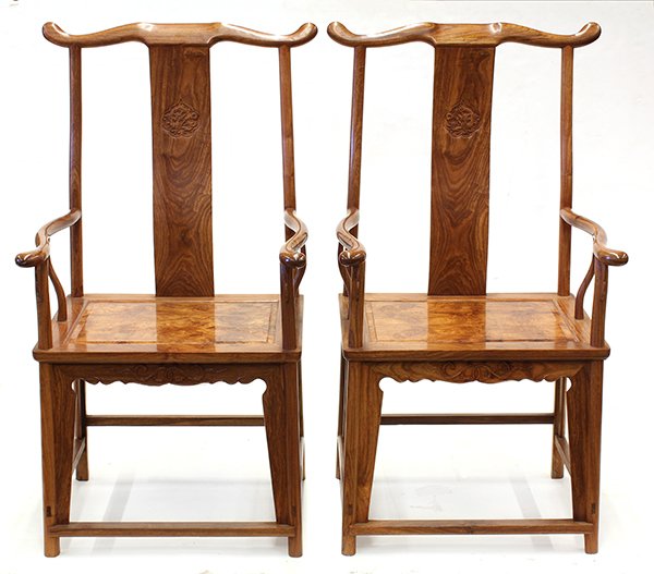 Chinese Huanghuali/hardwood Official's Hat Arm Chairs