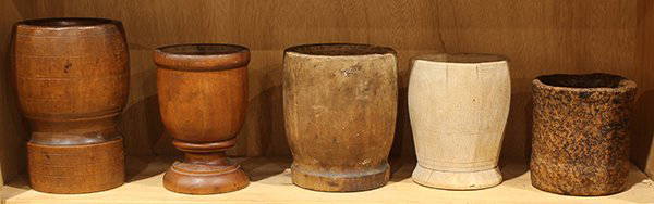 (lot Of 5) Early Wooden Mortars