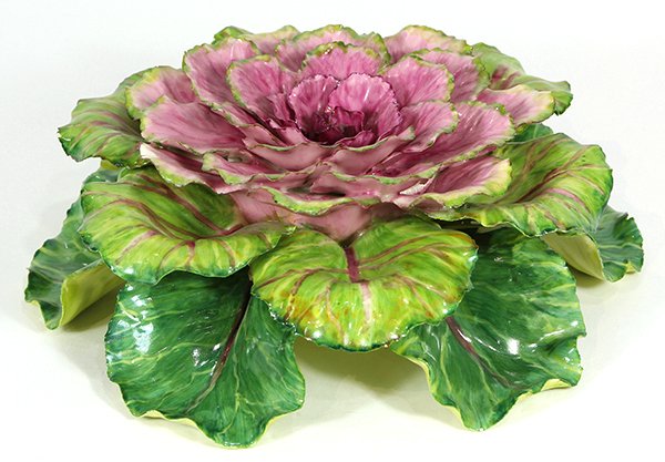 English polychrome decorated porcelain cabbage form