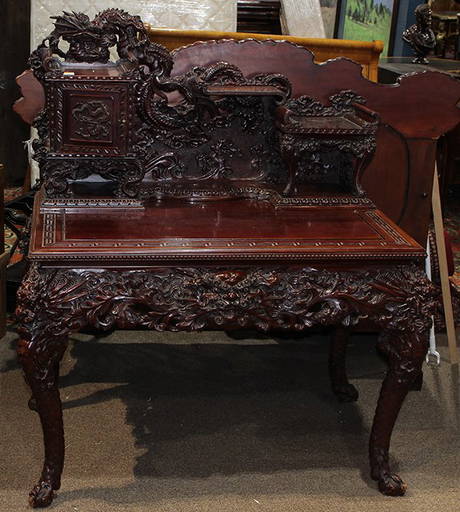 Japanese Carved Dragon Desk, 19c.