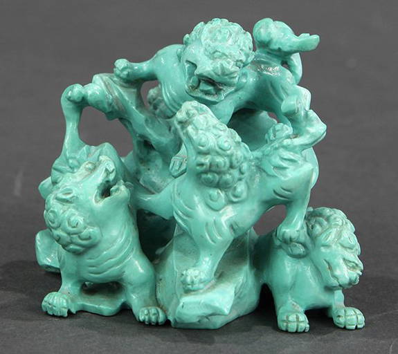 Chinese Turquoise Fu Lions