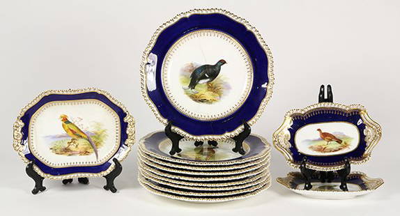(lot Of 12) Copeland Spode Hand Painted Game Bird