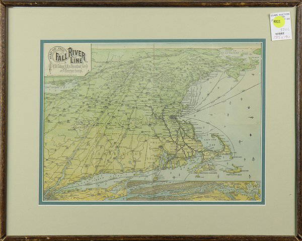 Antique Railroad Map, Fall River Line - Jul 25, 2015 | Clars Auction ...