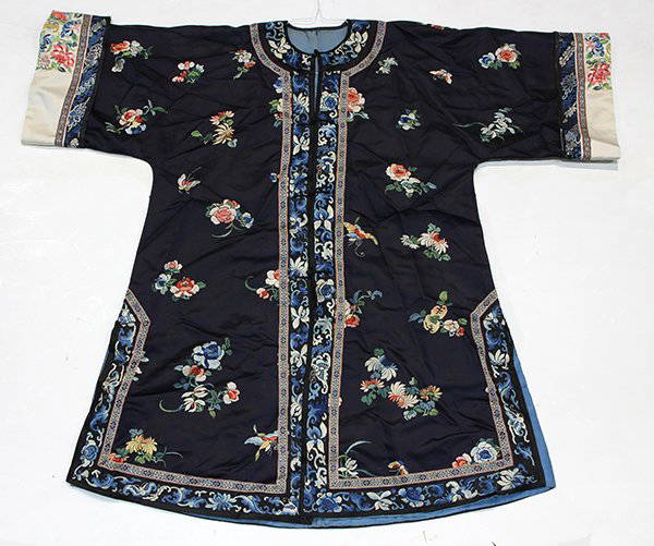 Chinese Woman's Long Blue Robe