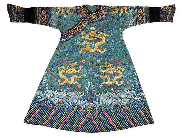 Chinese Turquoise Gauze Jifu Dragon Robe