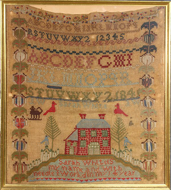 Needlework sampler, 1841, embroidered with the
