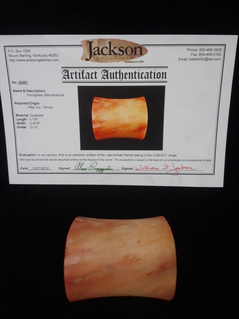 Hourglass Quartz Bannerstone With Jackson Coa