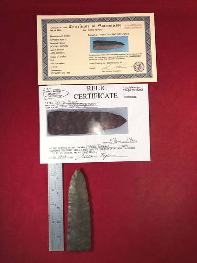 Benton Blade Indian Artifact Arrowhead With 2 Coas